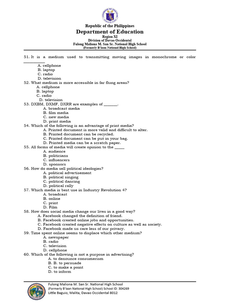 Nat Questionnaire (Mil) 1-100 | PDF | Cyberbullying | Mass Media