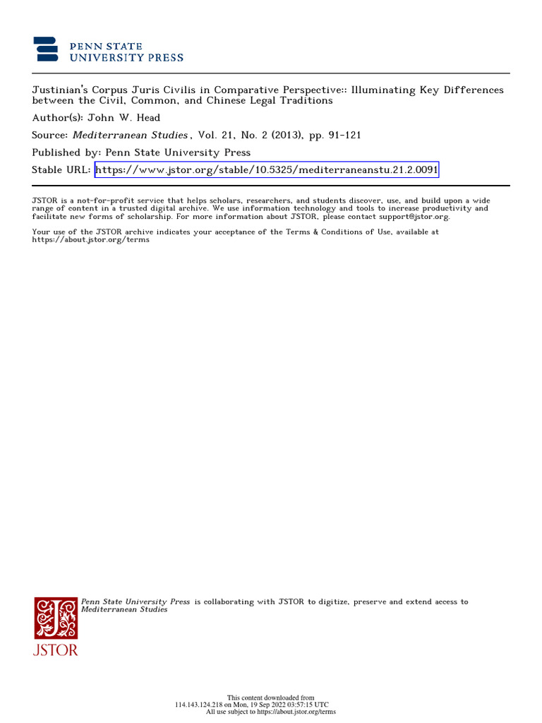 Justinian's Corpus Juris Civilis in Comparative Perspective | PDF ...