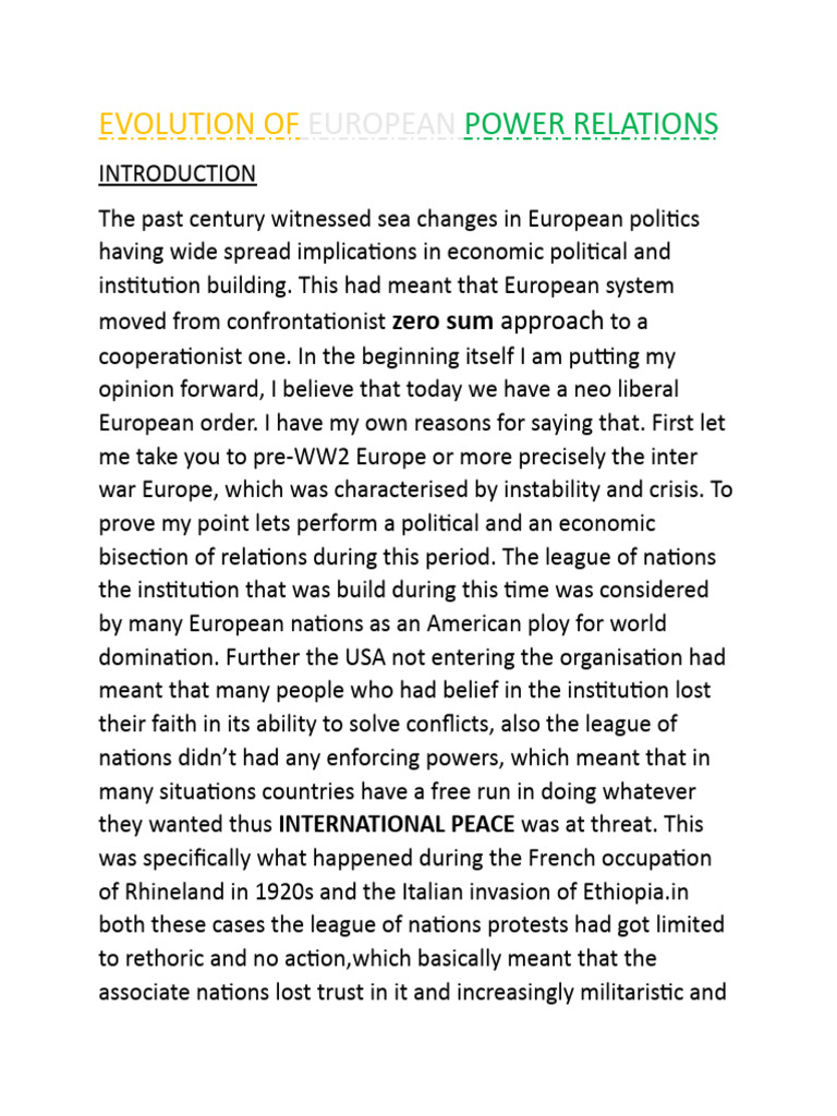 Evolution of European Power Relations | PDF | European Union | World ...