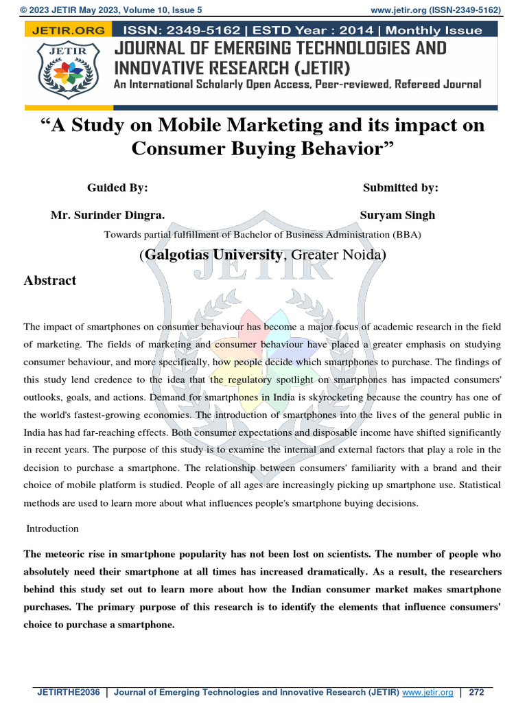 JETIRTHE2036 | PDF | Methodology | Consumer Behaviour