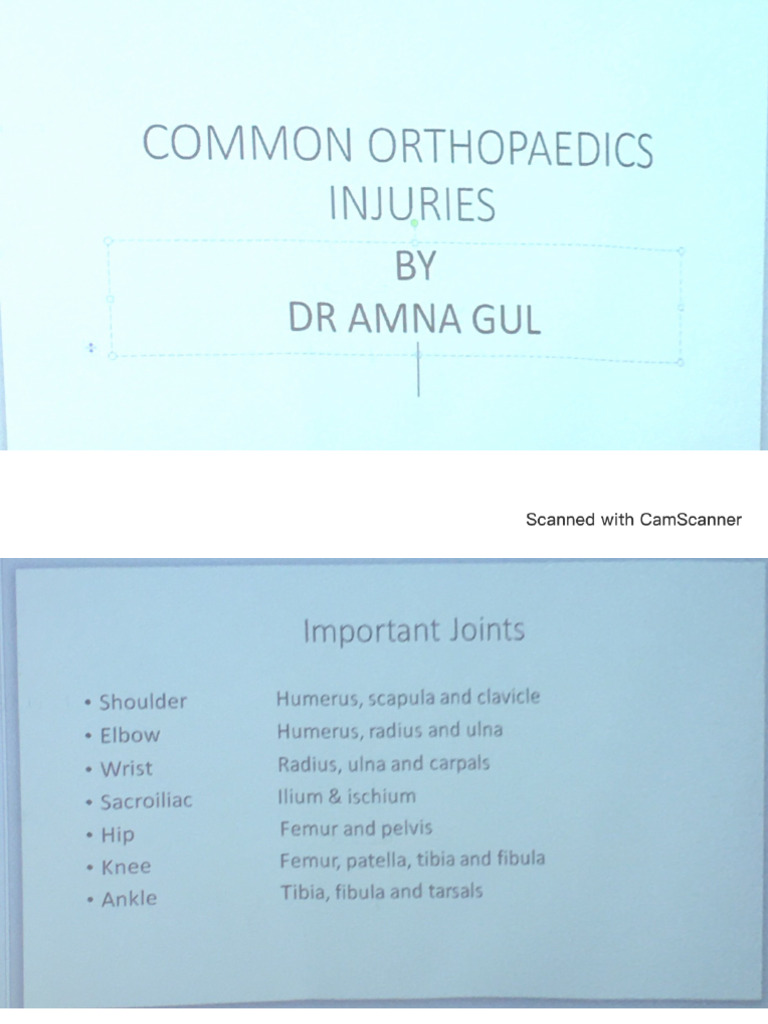 Common Orthopaedic Injuries (Upper Limb) | PDF
