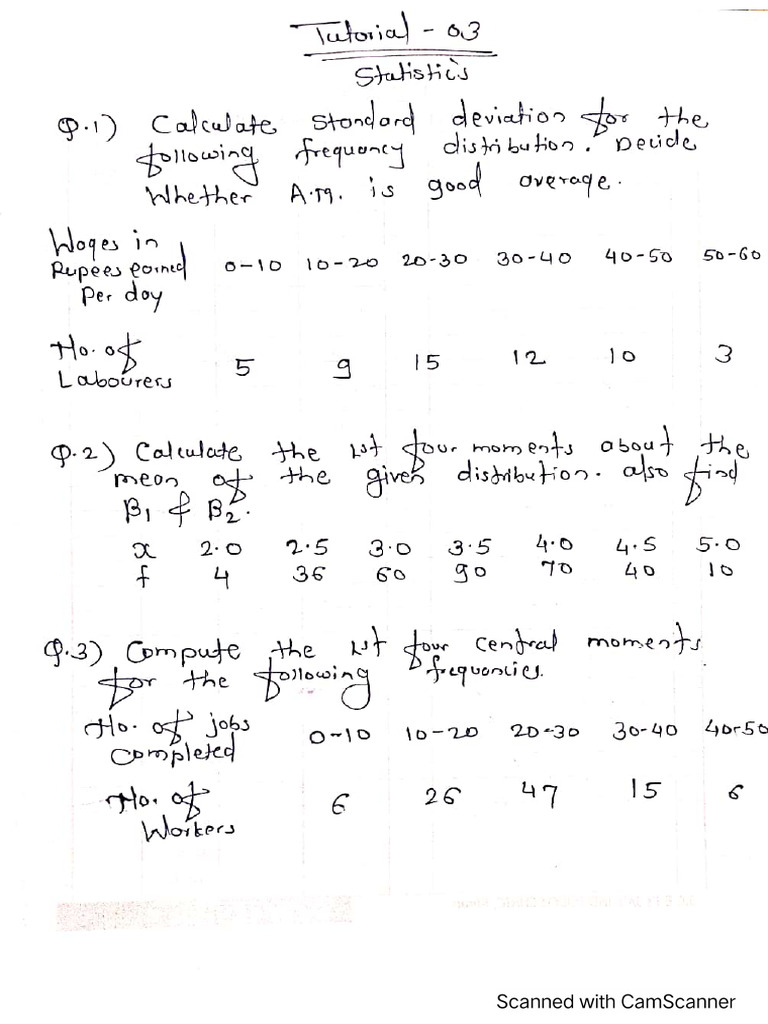 Tutorial No-3 EM-III Statistics | PDF