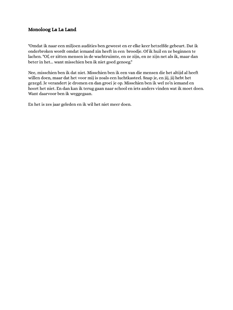 Monoloog La La Land | PDF