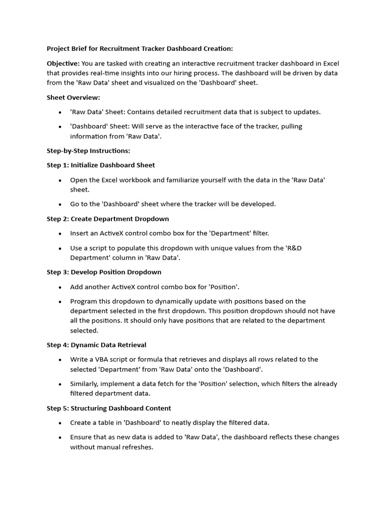 Project Brief For Recruitment Tracker Dashboard Creation | PDF ...