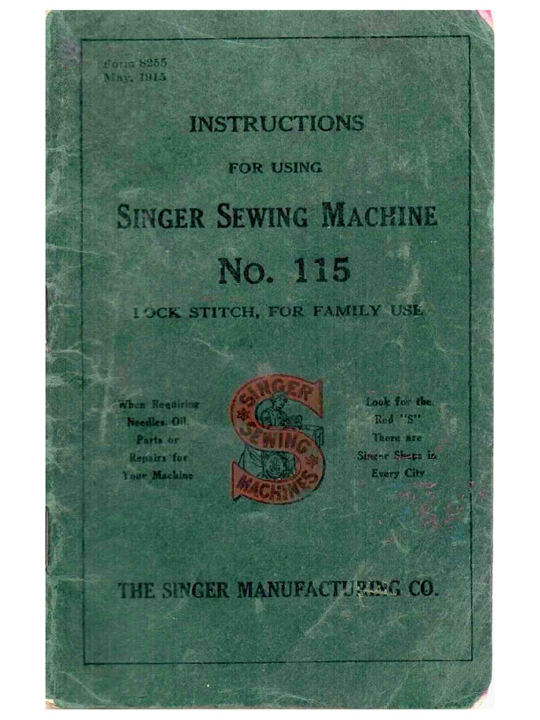 Singer 115 Sewing Machine Instruction Manual | PDF