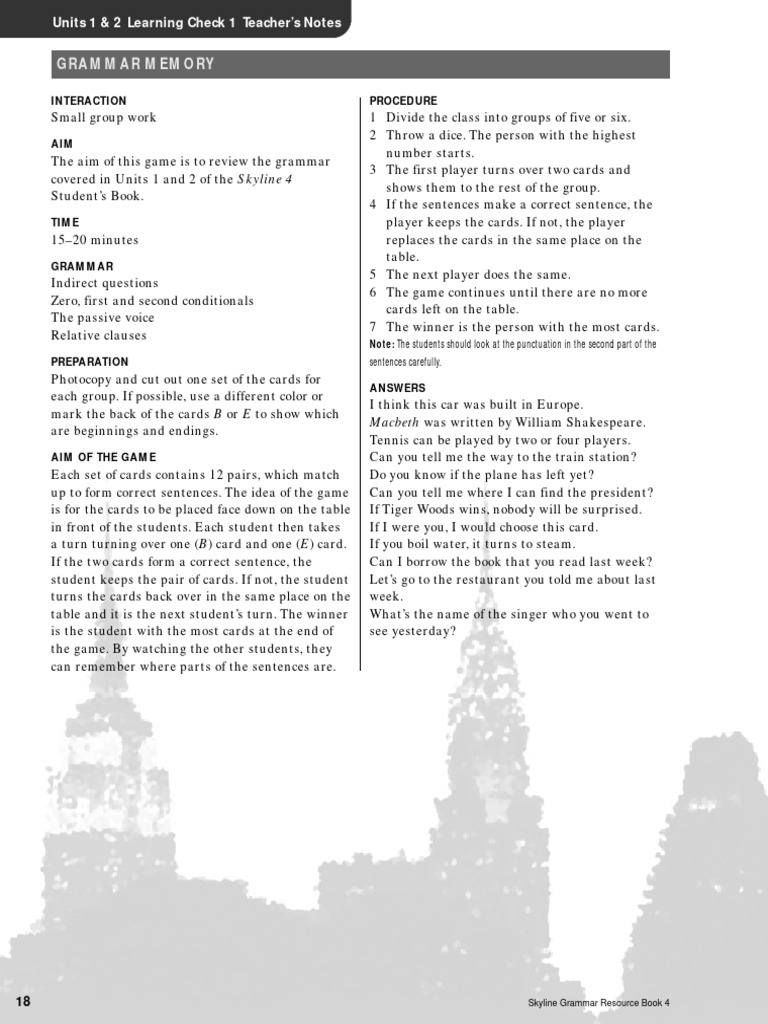 Memory Game Zero, First and Second Conditional | PDF | Grammar ...