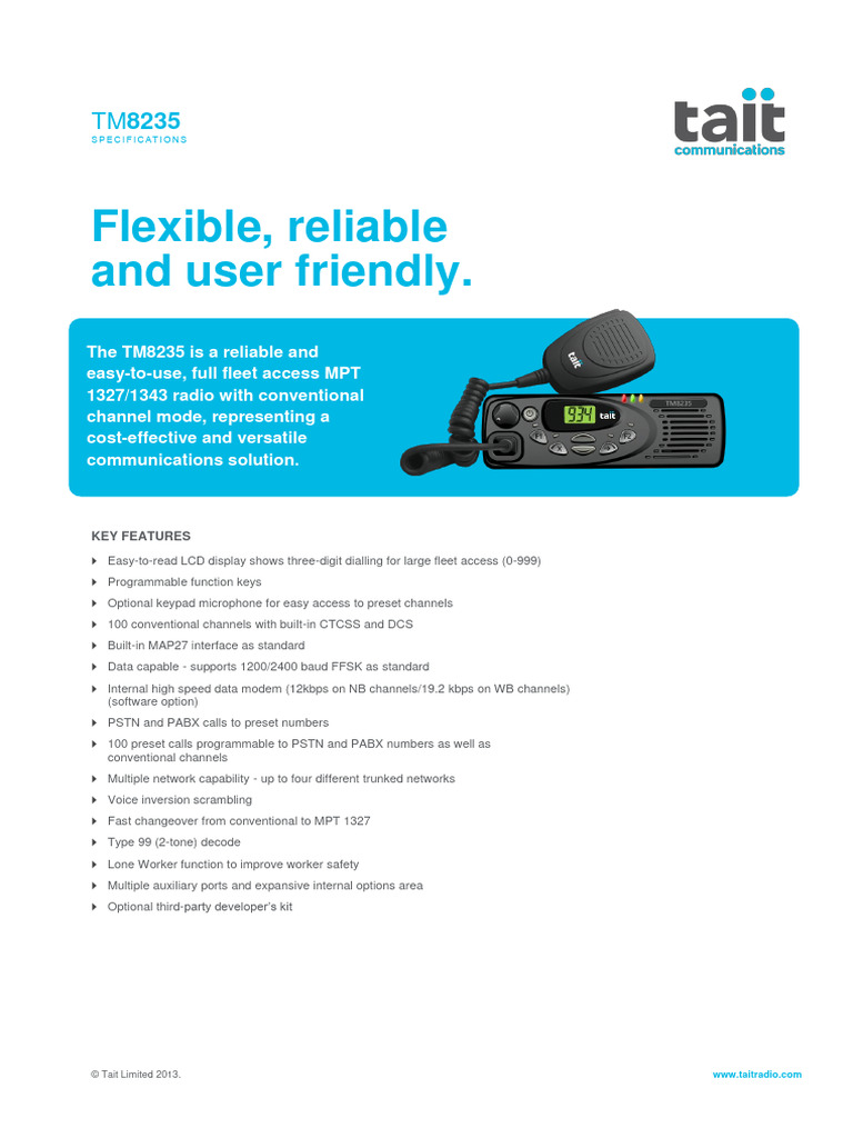 Tait TM8235 MOBILE RADIO Brosur | Download Free PDF | Very High Frequency | Information And ...