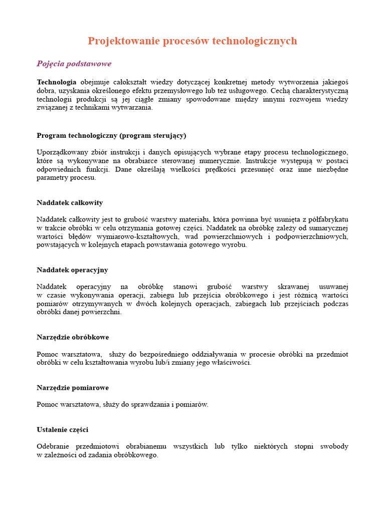 Zajecia Z Technologii - Pojecia 1 | PDF
