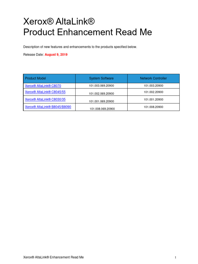 AltaLink Product Enhancements Read Me-R19-06 Respin | PDF | Usb Flash ...