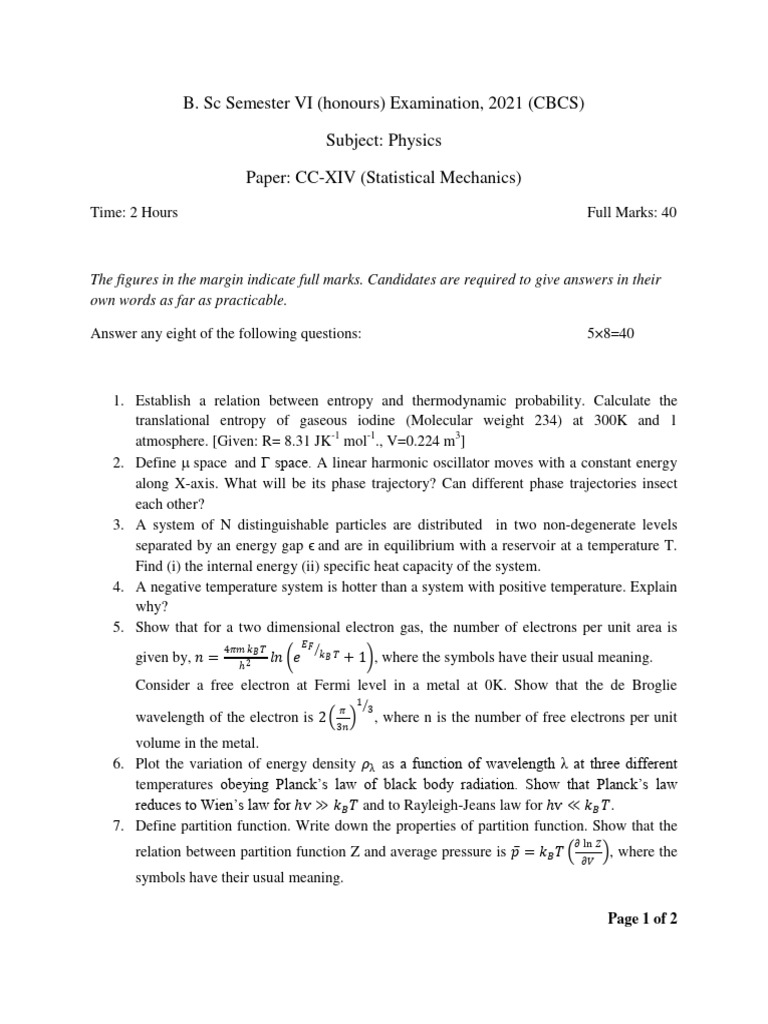PHYSICS - CC14 Burdwan University | PDF | Temperature | Electron