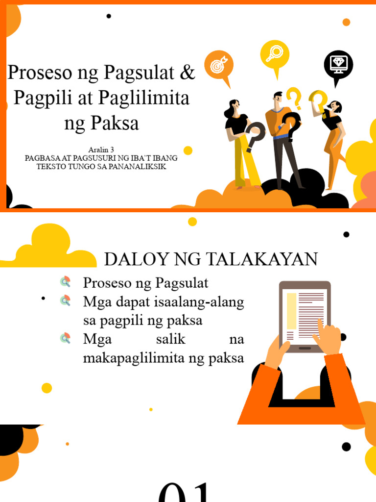 PAGBASA 2Q 2 Proseso NG Pagsulat Pagpili at Paglilimita NG Paksa 1 | PDF