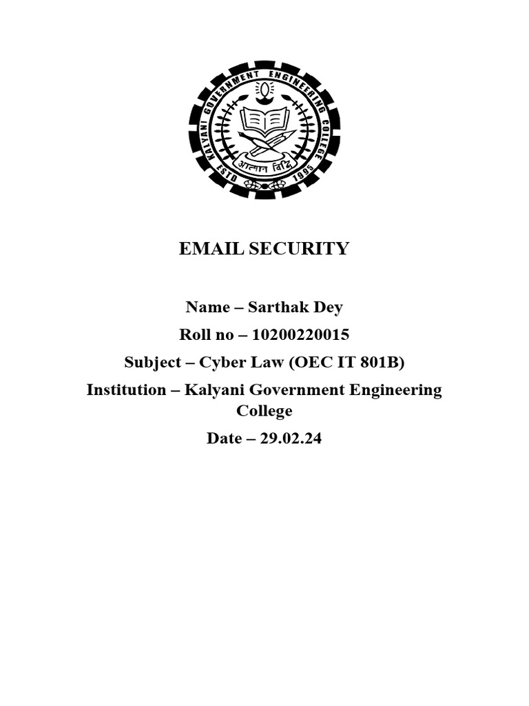 Sarthak Dey - EMAIL SECURITY | PDF | Security | Computer Security