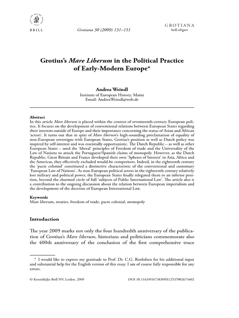 Grotius's Mare Liberum and European Politics | PDF | Spanish Empire ...