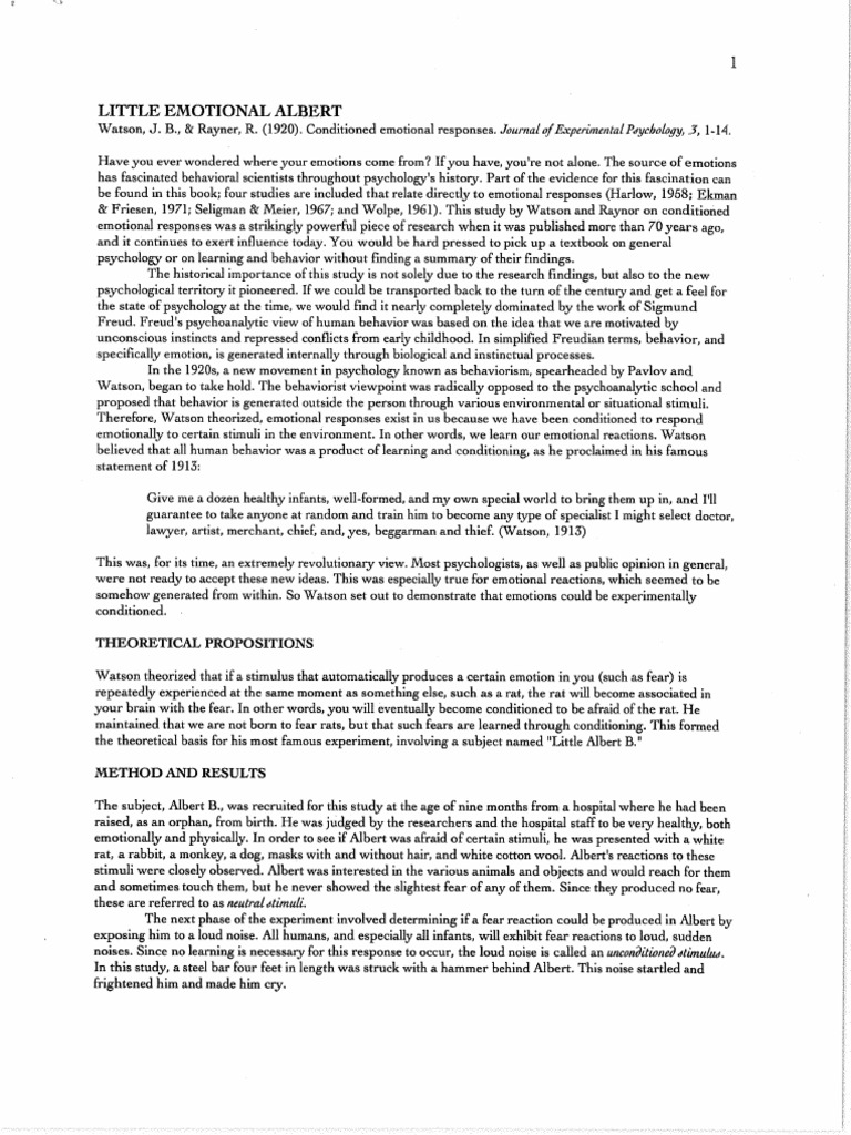 Article 4 - Little Emotional Albert | PDF