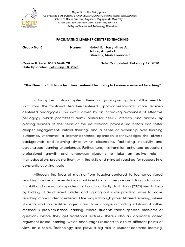 BSED Math 2B - Group 3 - Unit 1 - GA3 | PDF | Pedagogy | Learning