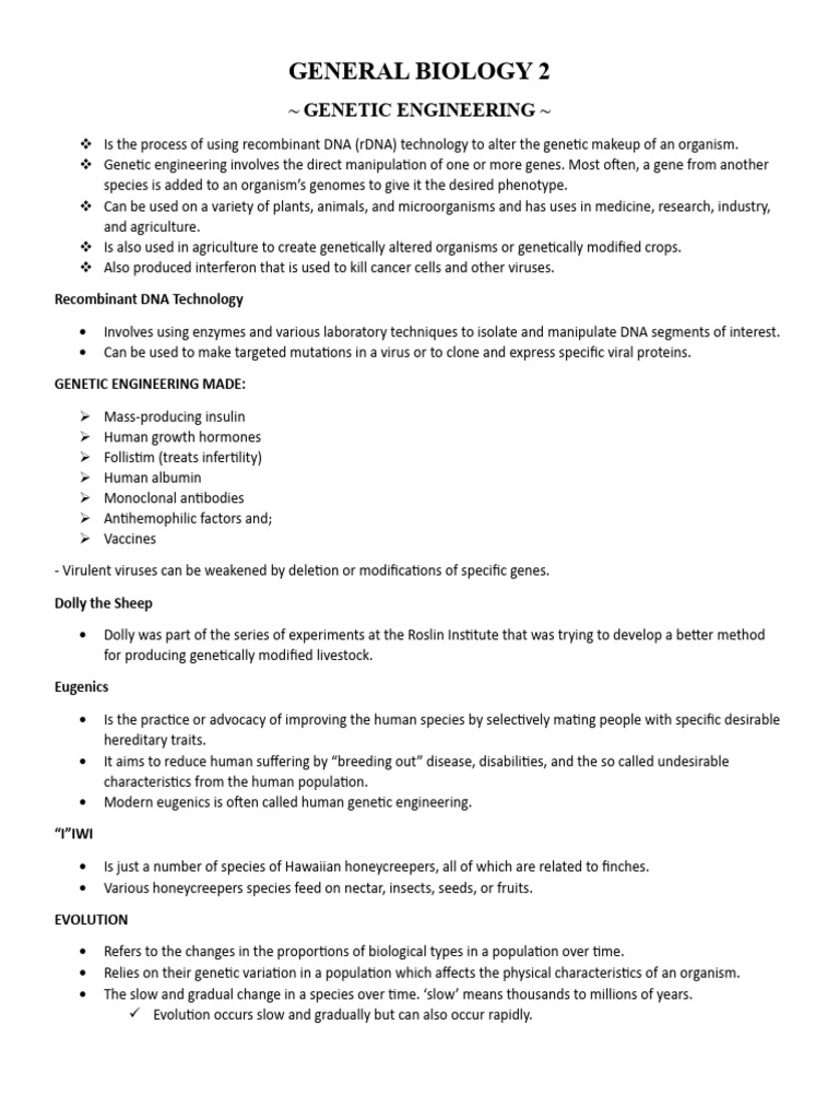 General Biology 2 | PDF | Genetic Engineering | Evolution
