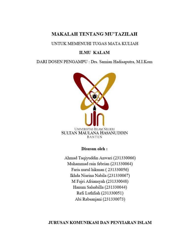 Aliran Mu'tazilah dalam Ilmu Kalam Islam | PDF