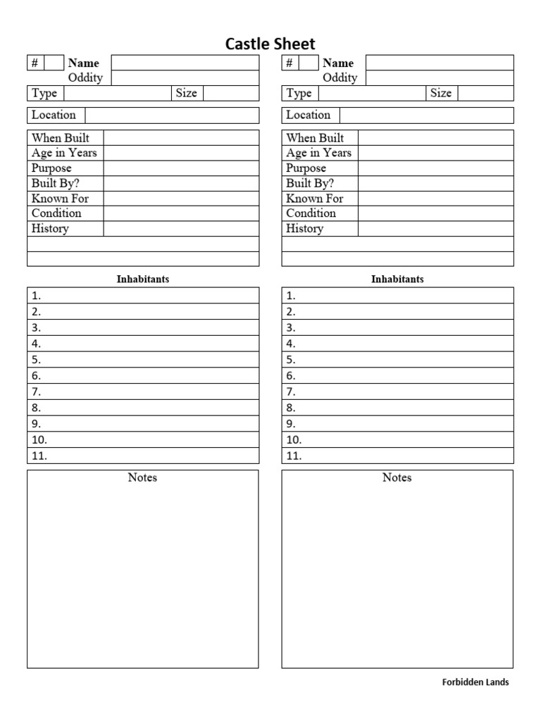 FL - Castle Sheet | PDF