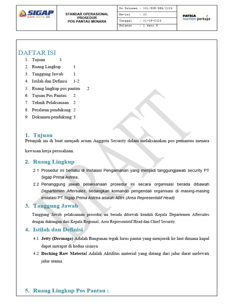 SOP Pos Pantau Menara - Diskusi | PDF