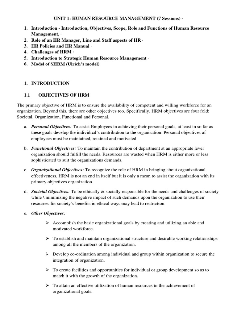 Unit 1 Mba HRM | PDF | Human Resource Management | Human Resources
