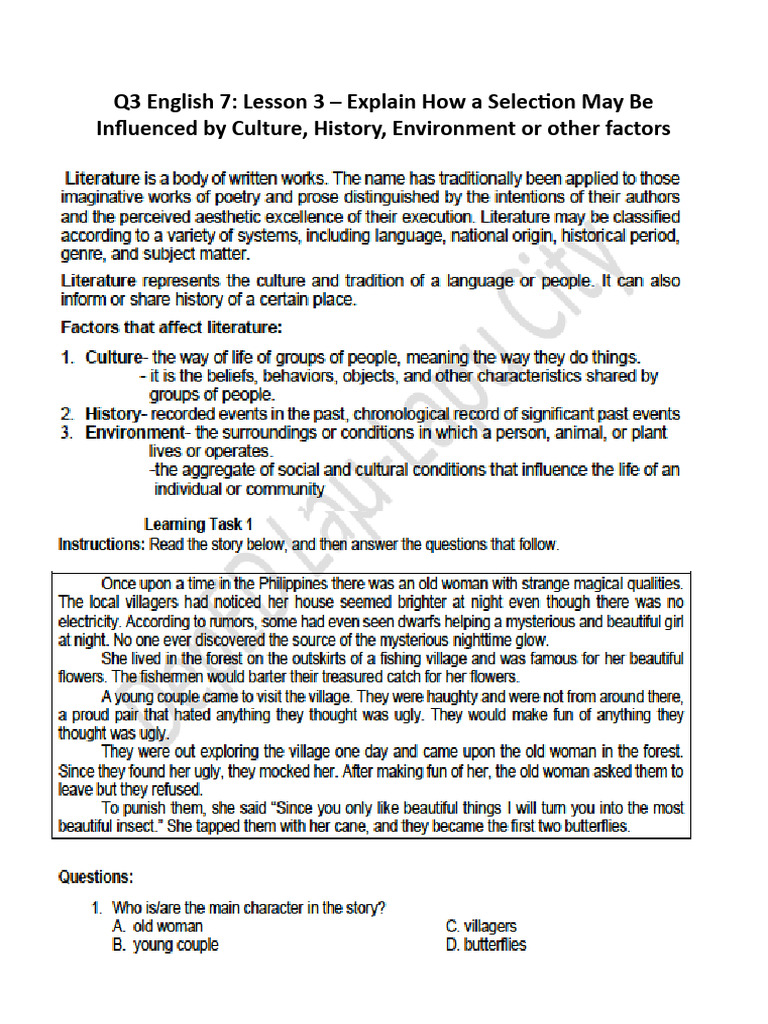 Q3 English 7 Lesson 3 Notes | PDF