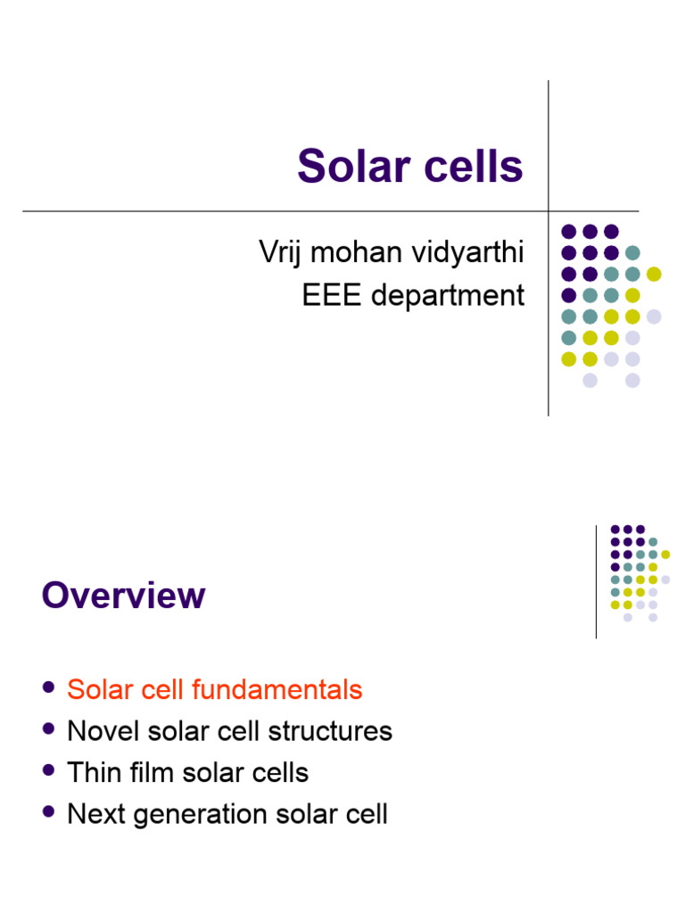 Note 2 Solar_cells PPT | PDF | Solar Cell | Materials