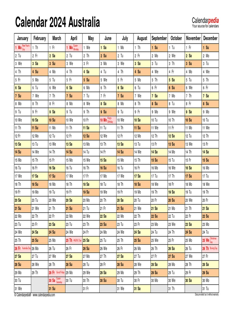 Calendar 2024 Australia Landscape | PDF