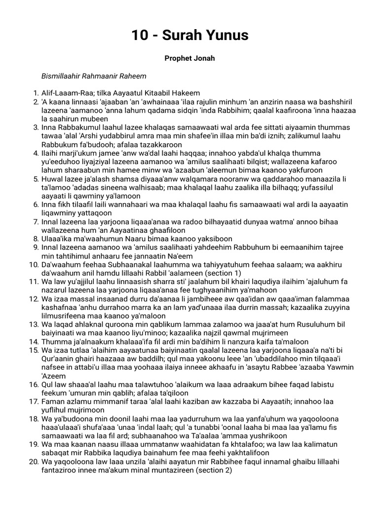 010 Surah Yunus | PDF