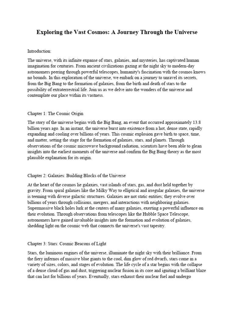 Exploring The Vast Cosmos | PDF | Galaxy | Universe