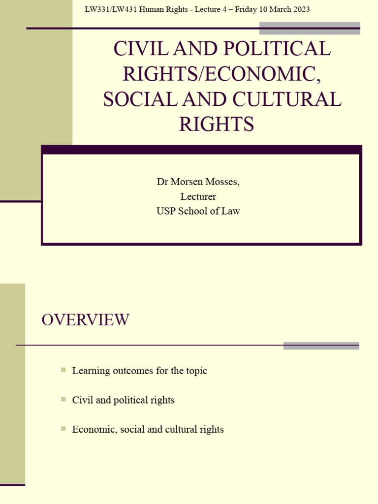 Civil and Political vs. Economic Rights | PDF | Human Rights | Libertarian Theory