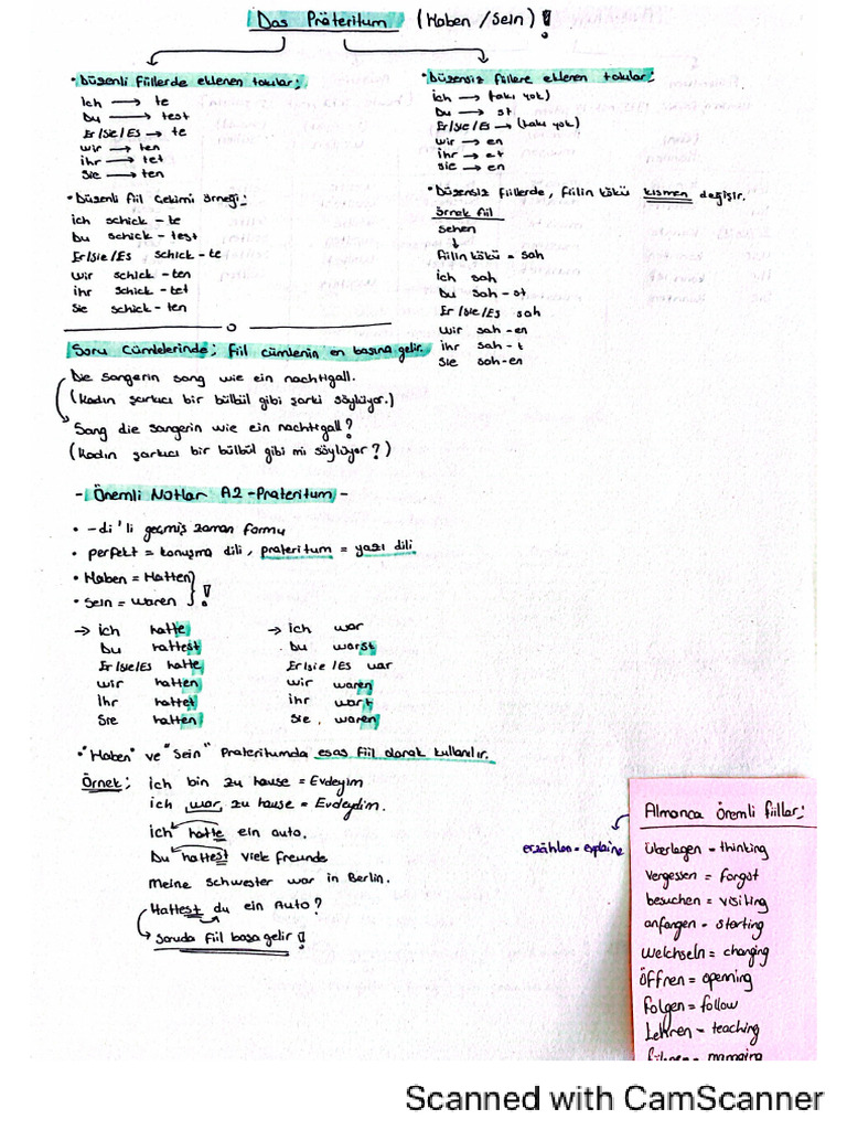 Almanca Ders Notu 8 | PDF