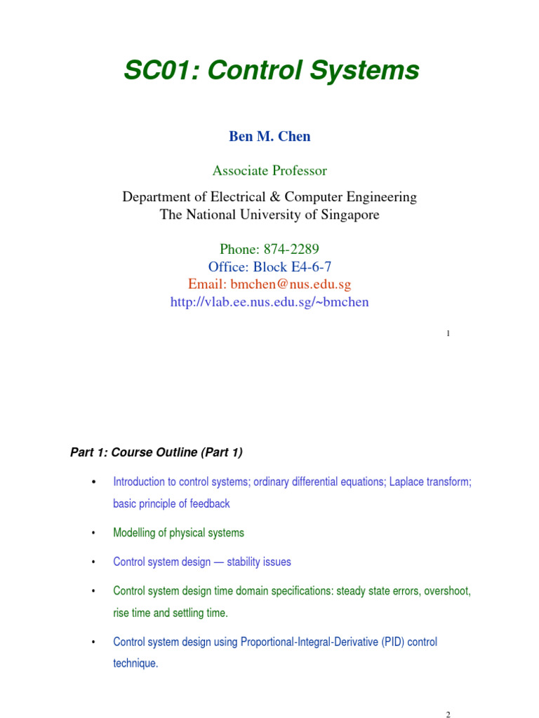Control Notes | PDF | Ordinary Differential Equation | Control Theory