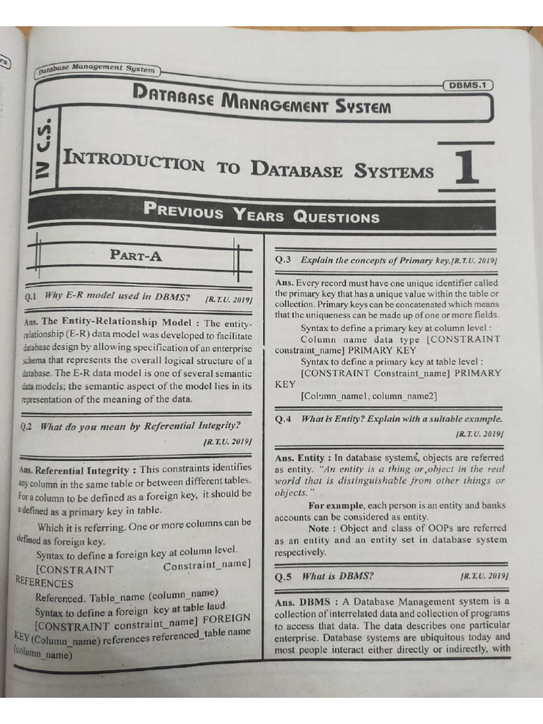 DBMS 4TH Sem NK | PDF