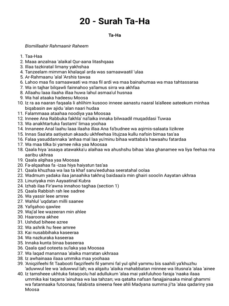020 Surah Ta-Ha | PDF