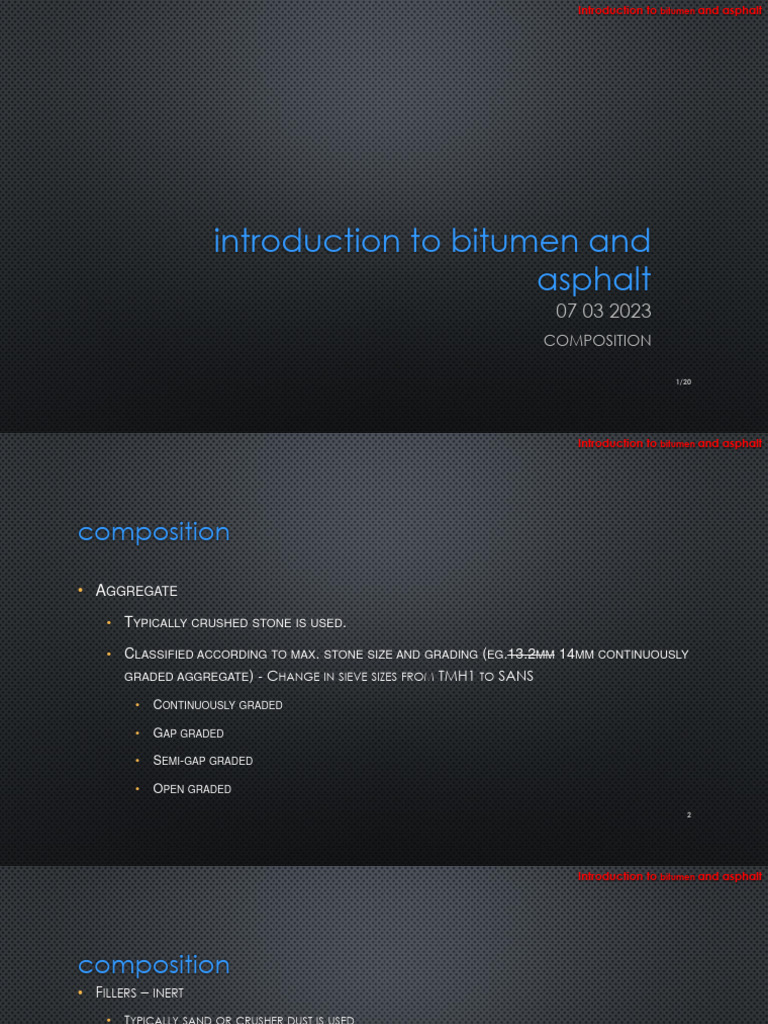 Introduction To Bitumen and Asphalt - Composition - 07032023 | Download ...
