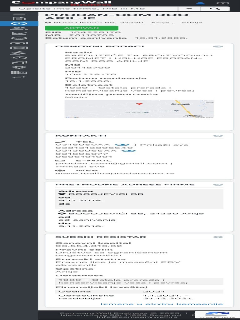 Prodan-Com Doo Arilje | PDF
