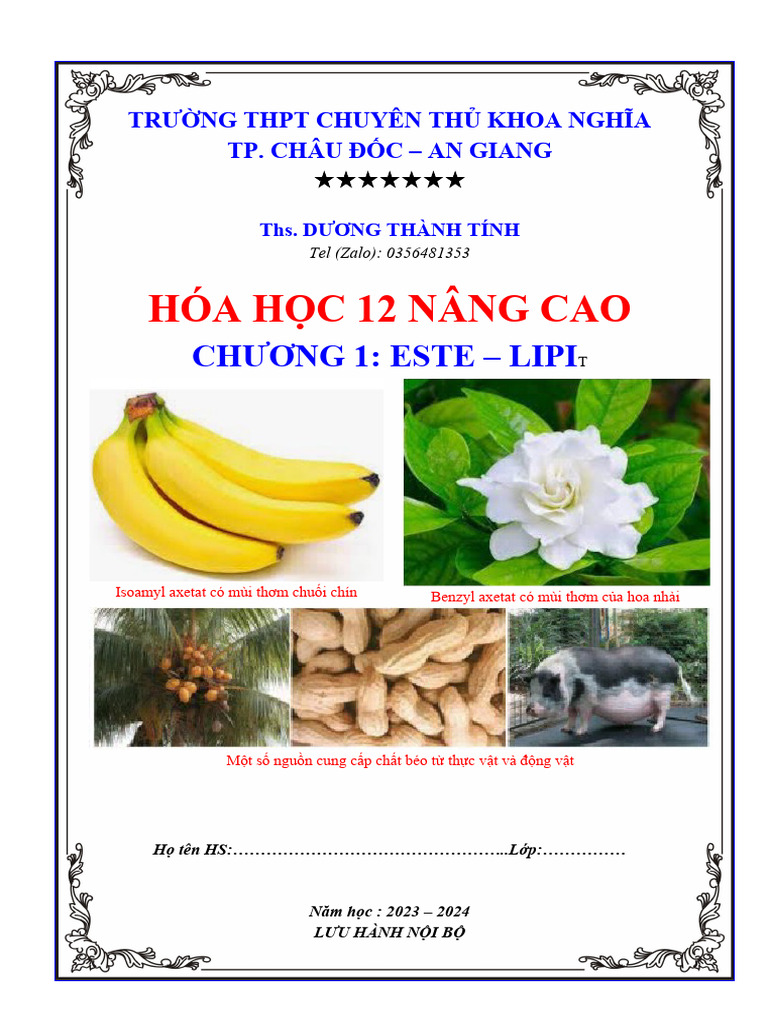 Hoa Hoc 12 - Chuong 1 2023-2024.HS2 | PDF