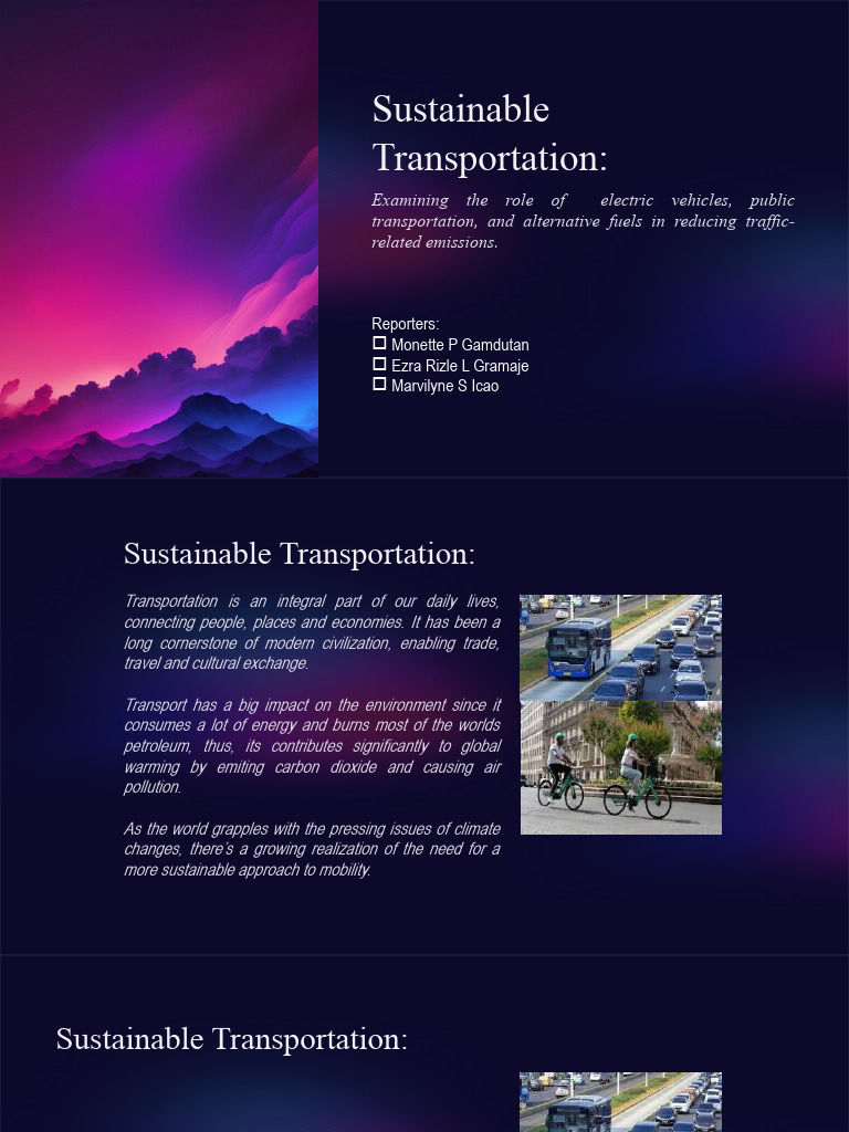 Sustainable Transportation Final | PDF | Electric Vehicle | Sustainable Transport