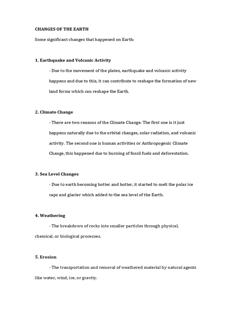 Earth's Transformative Changes | PDF