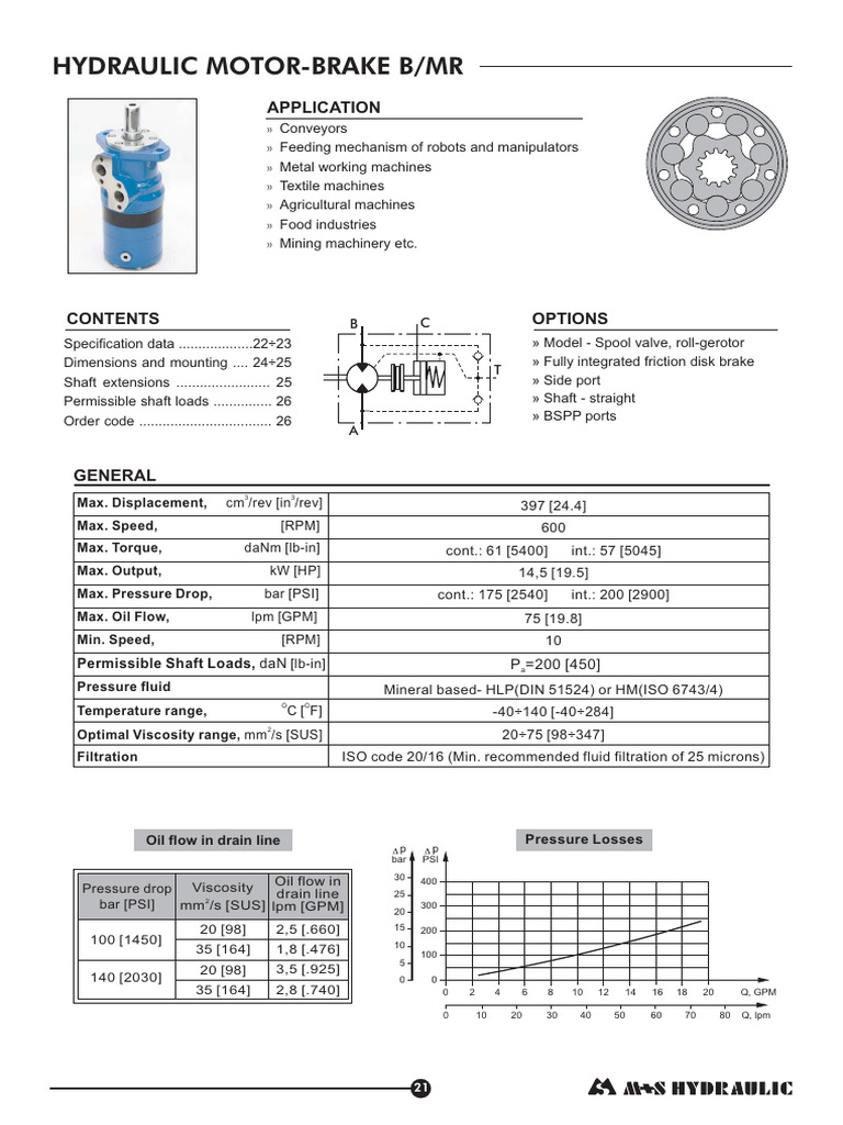 Hydraulic Motor-Brake B/MR: Application | Download Free PDF ...