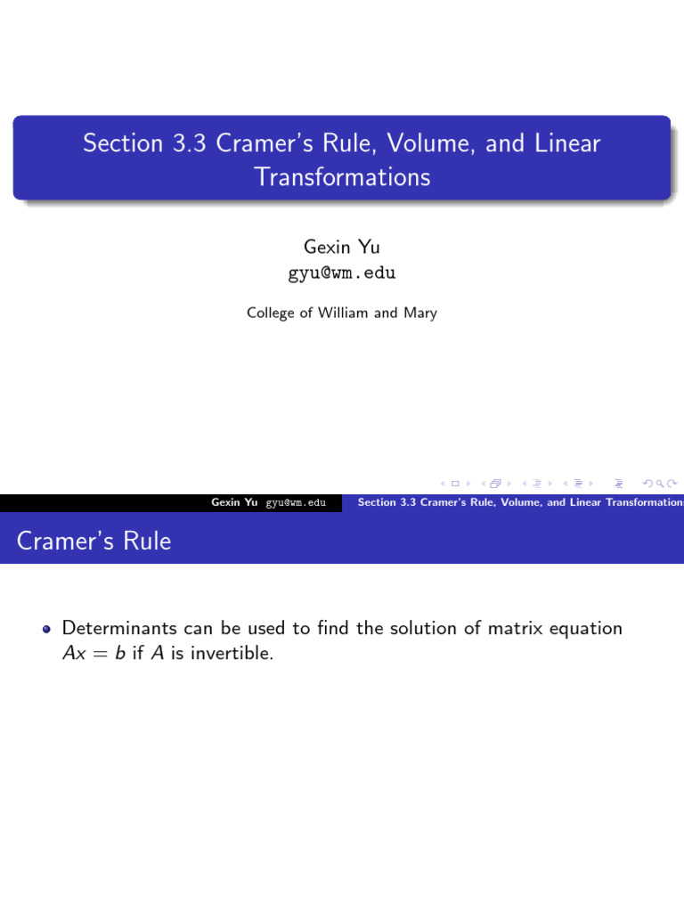 Cramer's Rule | PDF | Determinant | Matrix (Mathematics)