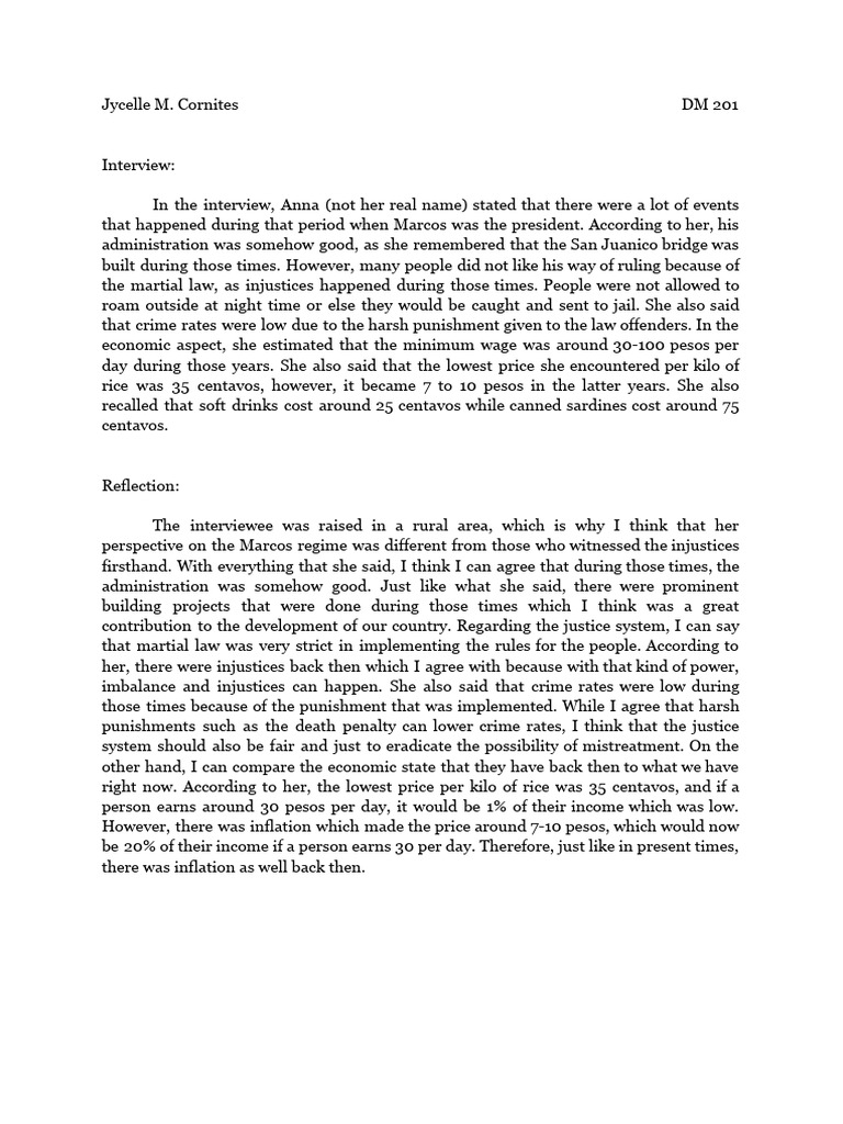 RPH Interview + Reflection | PDF | Economies