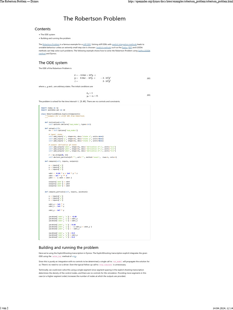 The Robertson Problem - Dymos | PDF | Ordinary Differential Equation ...