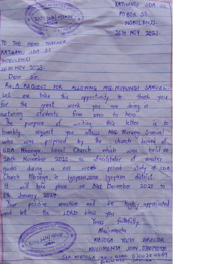 MG Samuel Letter. | PDF