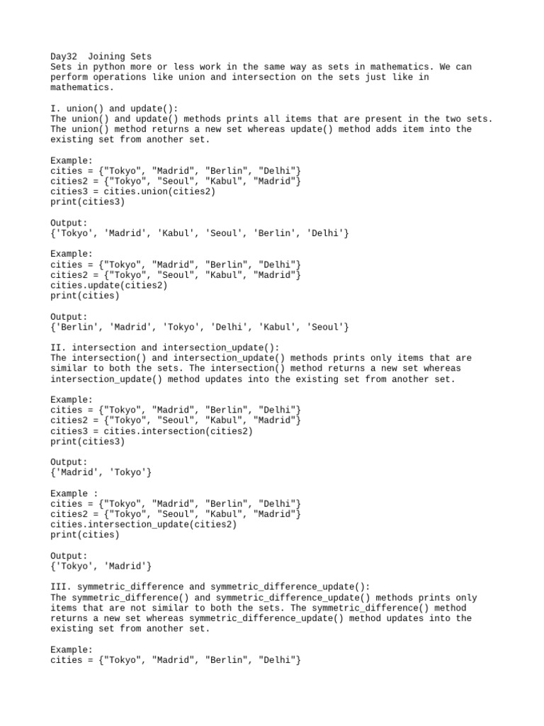 Day32 Joining Sets | PDF | Computing | Software Engineering