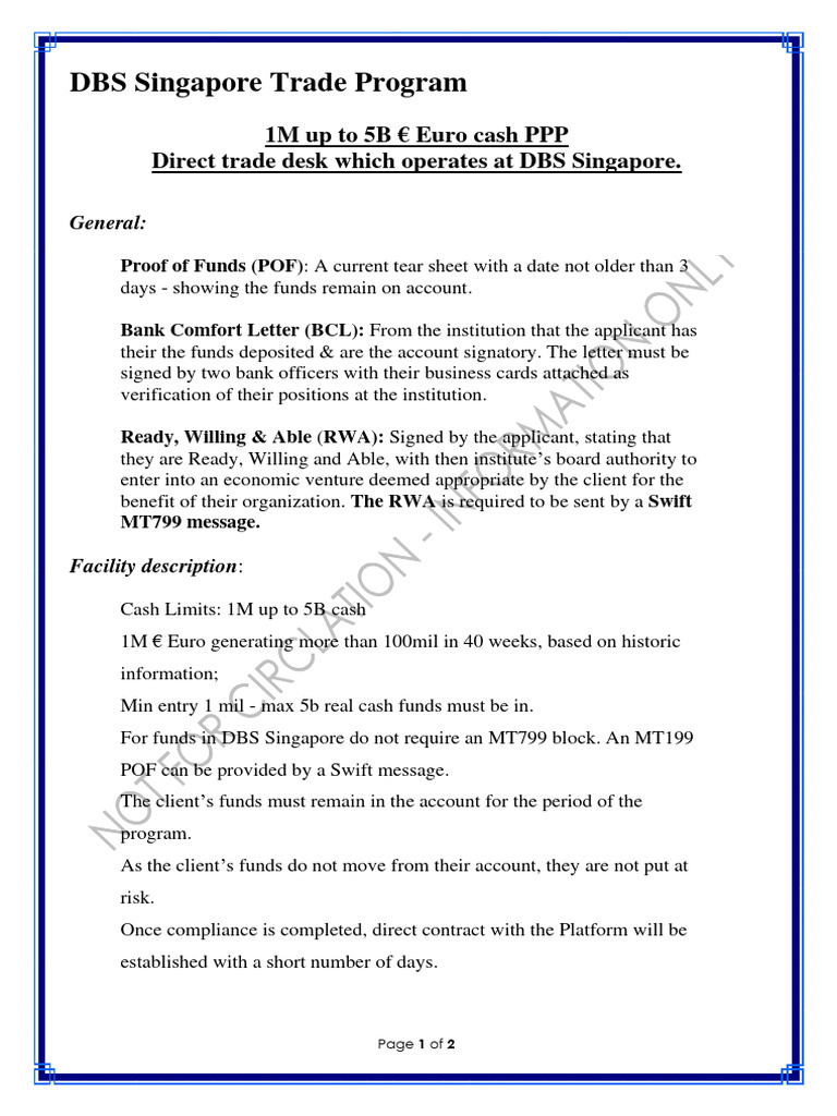 DBS Singapore Trade Program 1m To 5B | PDF | Investing | Banks