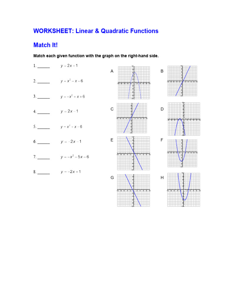 Worksheet 1 2 1 3 Linear Quadratic | PDF | Function (Mathematics ...