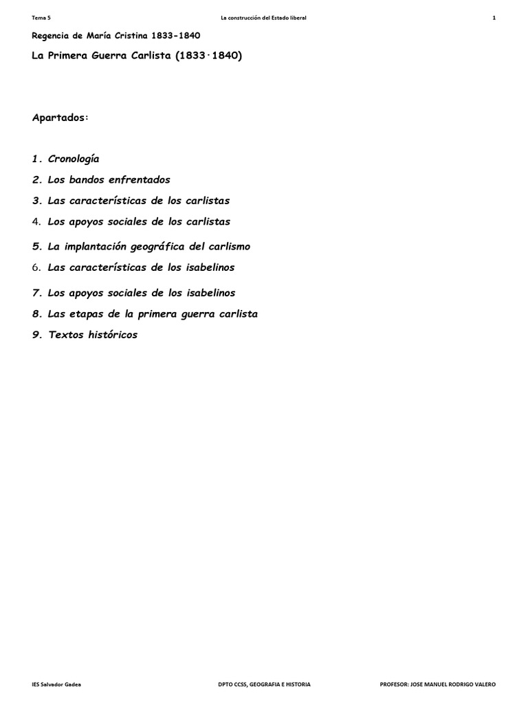 1 La Primera Guerra Carlista | PDF | Pretendientes al trono español ...