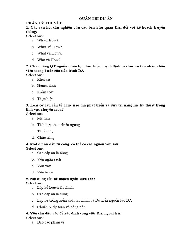 Đề thi QTDA HK1 2021 2022 | PDF