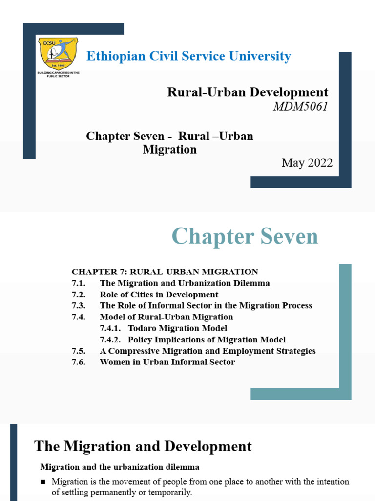 Chapter 7 - Rural Urban Migration | PDF | Human Migration | Urbanization